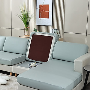 GUYIRT PU Leather Magic Sofa Seat Cushion Covers Stretch, Waterproof Individual Cushion Covers for L Shape Sofa, Non Slip Sofa Cushion Slipcovers for Living Room (Light Gray,L-Chaise)