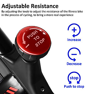 OneTwoFit Indoor Exercise Bike with Monitor,Adjustable Seat & Handlebars Cycling Bike for Home Cardio Workout OT212