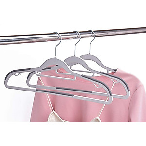 Quality Hangers Clothes Hangers 50 Pack - Non-Velvet Plastic Hangers for Clothes - Heavy Duty Coat Hanger Set - Space-Saving Closet Hangers with Gray Swivel Hooks - Functional Non-Flocked Hangers