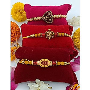 Rakhi for brother | Bracelet set of 2,3 and 4 Unique Design| Made of Brass with idol symbolic design and antique designer rakhi/bracelet | Best Gift for brother, Sister and family member. (Style 2)