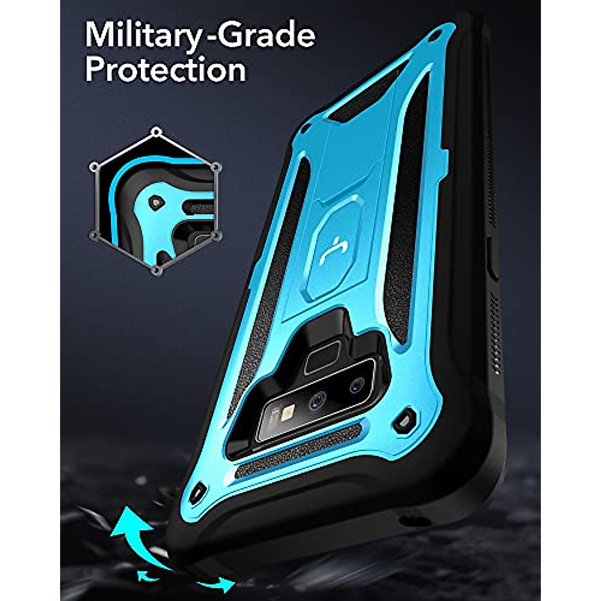 YOUMAKER Kickstand Case for Galaxy Note 9, Full Body with Built-in Screen Protector Heavy Duty Protection Shockproof Rugged Cover for Samsung Galaxy Note 9 6.4 Inch - Blue