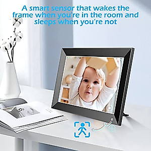 Digital Photo Frame 10.1 inch, Electronic Picture Frame WiFi with APP, Smart Electric Video Photo Frame Slideshow with Email, 1280x800 IPS FHD Uploadable Digital Picture Frames Cloud Storage