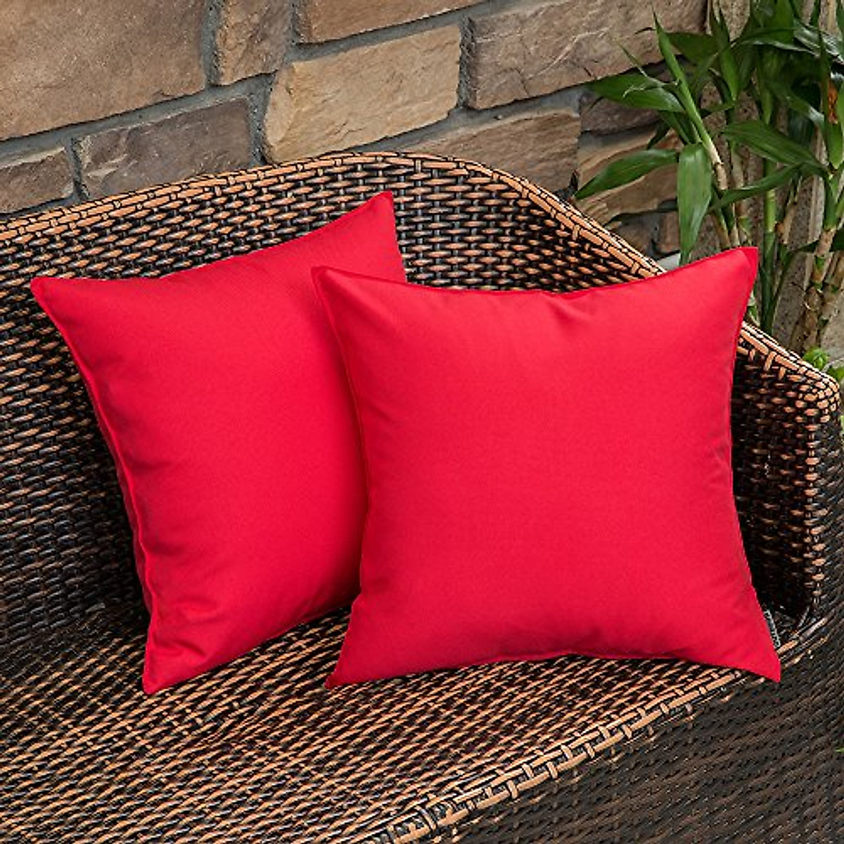 MIULEE Pack of 2 Decorative Outdoor Waterproof Pillow Covers Square Garden Cushion Sham Throw Pillowcase Shell for Patio Tent Couch 20x20 Inch Red