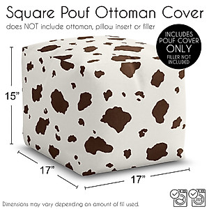 Sweet Jojo Designs Brown Western Cow Print Boy Girl Ottoman Pouf Cover Unstuffed Poof Floor Footstool Square Cube Pouffe Storage Baby Nursery Kids Room Southern Country Wild West Animal Gender Neutral