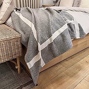 70% Wool Blanket Throw, Warm, Thick, Soft, Washable, 55" x 70", Great for Camping, Outdoors, Travel, Couch, Bedding with Exquisite Box for Gift