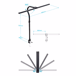 Architect Desk Lamp, Desk Light, LED Desk Lamp, Clip on Light 24W 5 Color Modes 5 Dimmable Flexible Gooseneck Clamp Light Remote Control for Office Home Workbench Drafting Study Dormitories