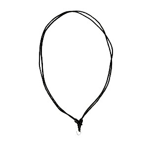 poppip 5 Pieces Handmade Craft Vintage Black Cord Rope Adjustable Necklaces With Metal Ring For Hanging Boho Pendants Balck Cord necklace For Men Women Size 18-30 Inches Thick 2 MM.
