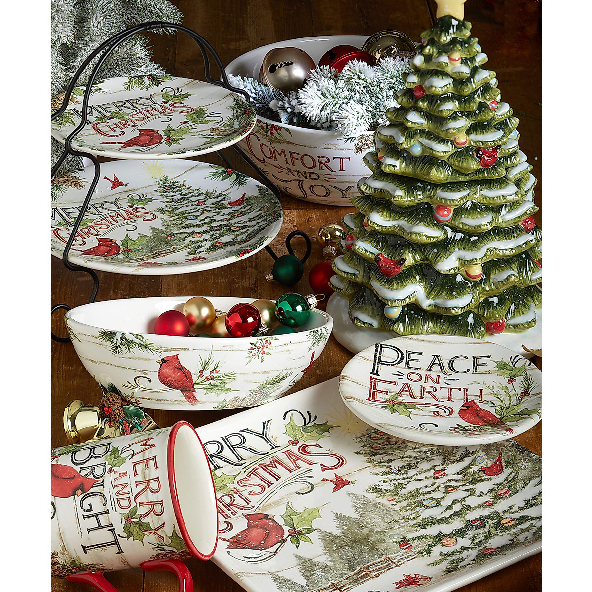 Certified International Evergreen Christmas 36 oz. Soup/Cereal Bowls, Set of 4