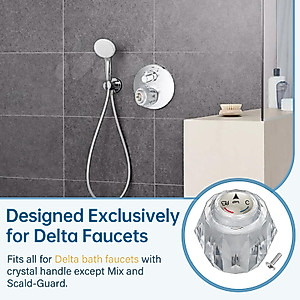 RP2391 Shower Faucet Handle Replacement for Delta Shower Handle Single Clear Knob Handle Kit with Offset Hole for Shower/Tub