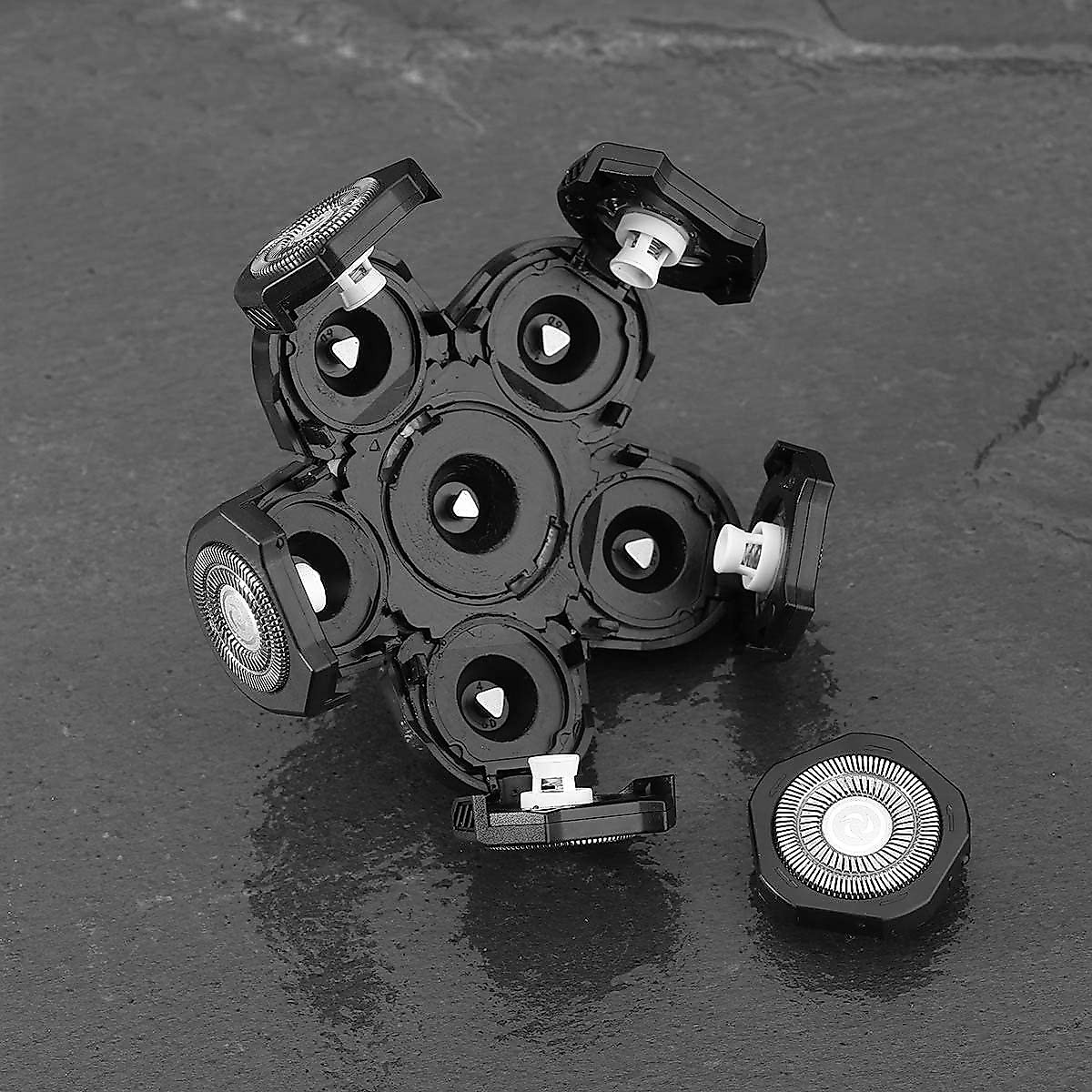 FOXSONIC Universal 6 Blades Replacement Heads for FREEBIRD FREEDOM GROOMING and Other Brands 5 Blades Head Shaver Replacement Blades Bald Shaver with Blade Cover Electric Razor Shaver Head (Black)