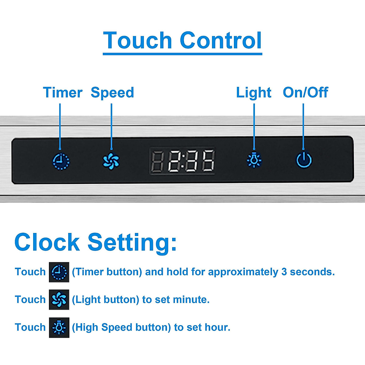 SNDOAS Range Hood 30 Inch Under Cabinet,Ductless Range Hoods with Touch Control,3-Venting Kitchen hood,Stainless Steel Vent Hood,Under Cabinet Range Hood 30 inch,Hood Vents for Kitchen 3 Speeds