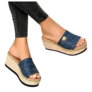 Platform Sandals Women Womens Sandals Wedges Sandals Platform Casual Summer High Heels Open Toe Espadrilles Sandals