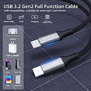SUTWKAM USB C 3.2 Gen 2 Cable Full Featured [100W Charge, 20Gbps Data, 4K Video] Compatible with USB C Monitor, PSS Drive, Thunderbolt 3/4, iPhone, Samsung, MacBook, Pad, Laptop and More