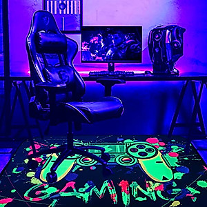 Gaming Room Decor Rug Gamer Rugs for Bedroom UV Reactive Blacklight ...