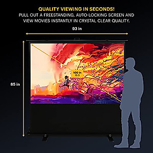 KODAK Portable Projector Screen | 100” Indoor & Outdoor 16:9 Video Projection Surface & Stand with Carry Handle | 1080p, 4K/8K UHD, 3D & HDR Ready | Fast Setup for Movies, Office Presentations & More