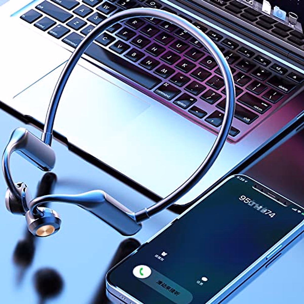 Wireless Bluetooth 5.3 Bone-Conduction Headphones Wireless Earbuds Bluetooth Headset Sport, 3D Stereo Sound,Long Standby Time Compatible with iOS & Android