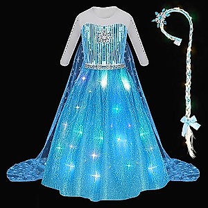 Meland Princess Dresses for Girls - Princess Costume with Long Cape for Cosplay, Dress Up Clothes for Little Girls Age 3,4,5,6,7,8 Year Old(3-4 Years)