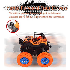 4-Pack Friction-Powered Monster Trucks with 360-Degree Rotation, Durable Toys for Boys and Girls Ages 3-12