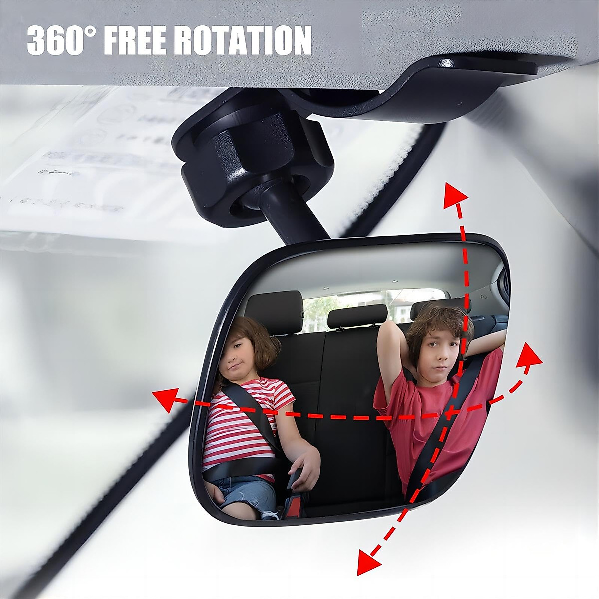 Car Interior Rearview Baby Mirror - Wide Angle Convex Clip-on Mirror Adjustable for Viewing Rear Passengers