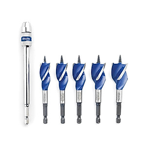 IRWIN 1922007 6X Blue Groove Stubby Wood Bit Set 5Pc