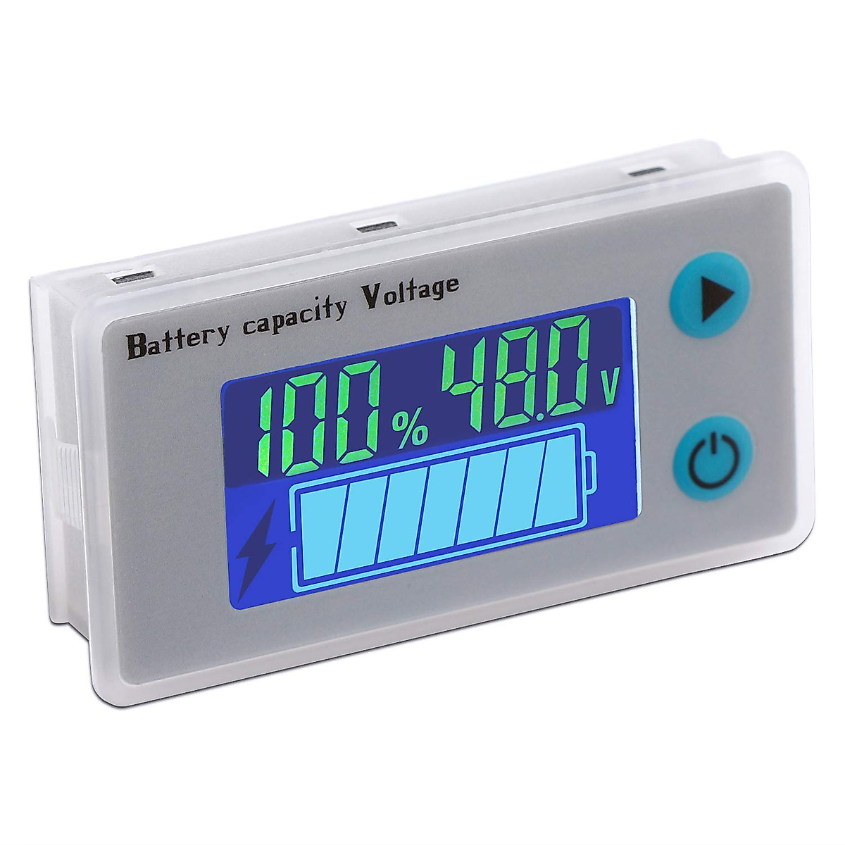 DROK Battery Meter, 48V Digital Battery Remaining Capacity Percentage Level Voltage Temperature Monitor Tester, 10-100V 12V 36V 24V 48Volt Electric Boat Battery Power Analyzer