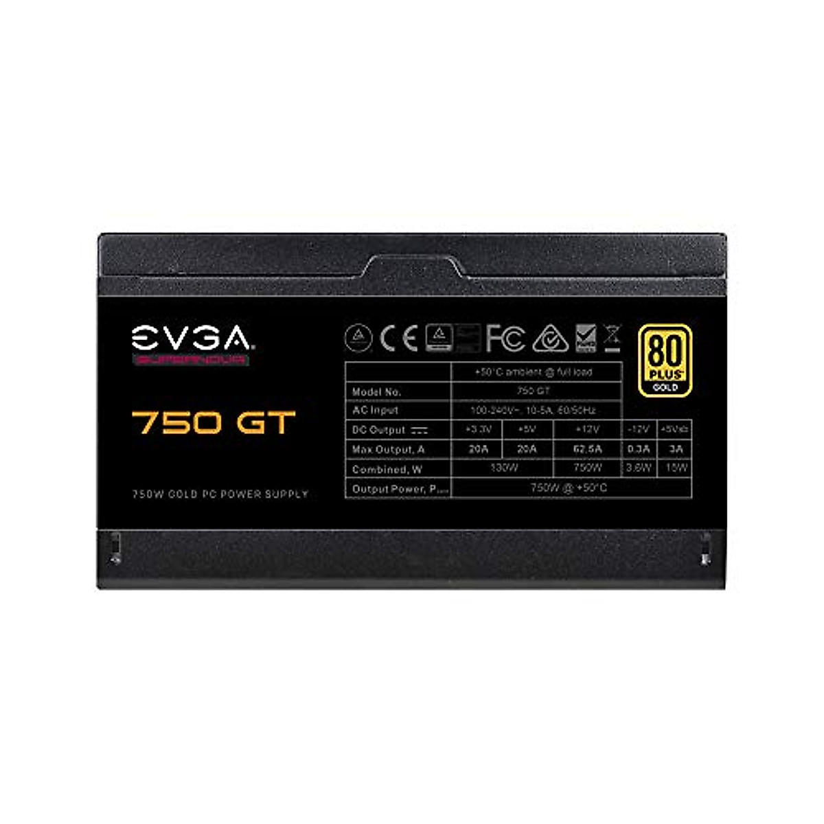 EVGA 750 GT, 80 Plus Gold 750W, Fully Modular, Auto Eco Mode with FDB Fan, 100% Japanese Capacitors, 7 Year Warranty, Includes Power ON Self Tester, Compact 150mm Size, Power Supply 220-GT-0750-Y1