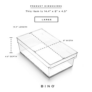 BINO | Plastic Storage Bins, Large - 12 Pack | THE HANDLER COLLECTION | Multi-Use Organizer Bins | Built-In Handle | BPA-Free | Pantry Organization | Home Organization | Fridge Organizer | Freezer Org