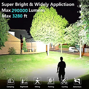 LED Rechargeable Flashlights High Lumens, 290000 Lumen Super Bright Flashlight with ΒATTERY & USB Cable, Powerful Handheld Waterproof flashlights with 4 Modes for Home/Camping/Emerge∩cy/Reading