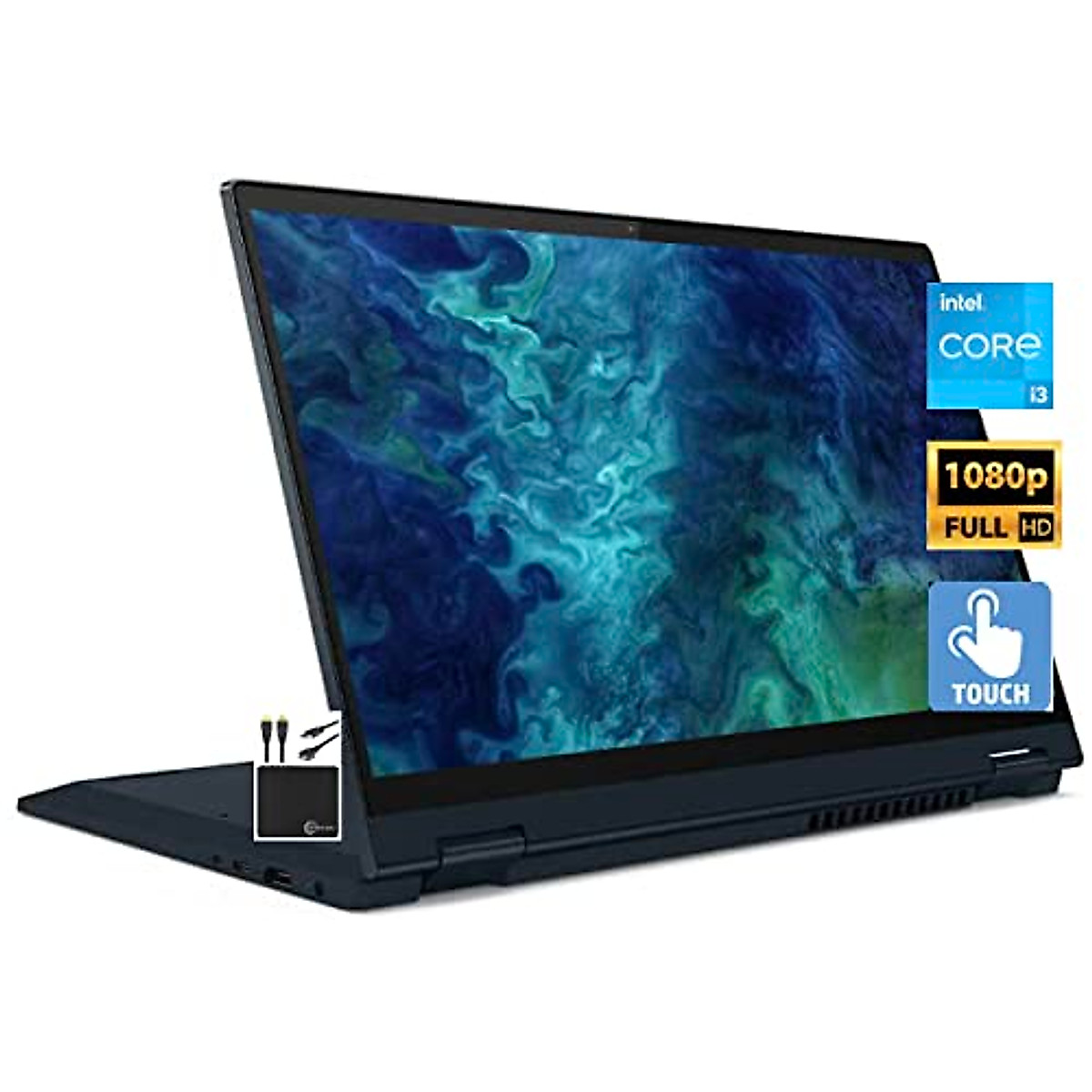 Lenovo 2022 Newest Flex 5i 14" FHD Touchscreen 2-in-1 Laptop Computer, Dual Core Intel i3-1115G4 (Upto 4.1GHz, Beats i5-1030G7), 4GB RAM, 128GB SSD, WiFi, Webcam, Abyss Blue, Win 11S+MarxsolCables
