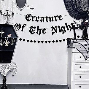 LaVenty Creature Of The Night Banner Garland Goth Banner Gothic Garland Horror Movie Night Decoration Goth Bedroom Decoration Birthday Wedding Bridal Shower Banner