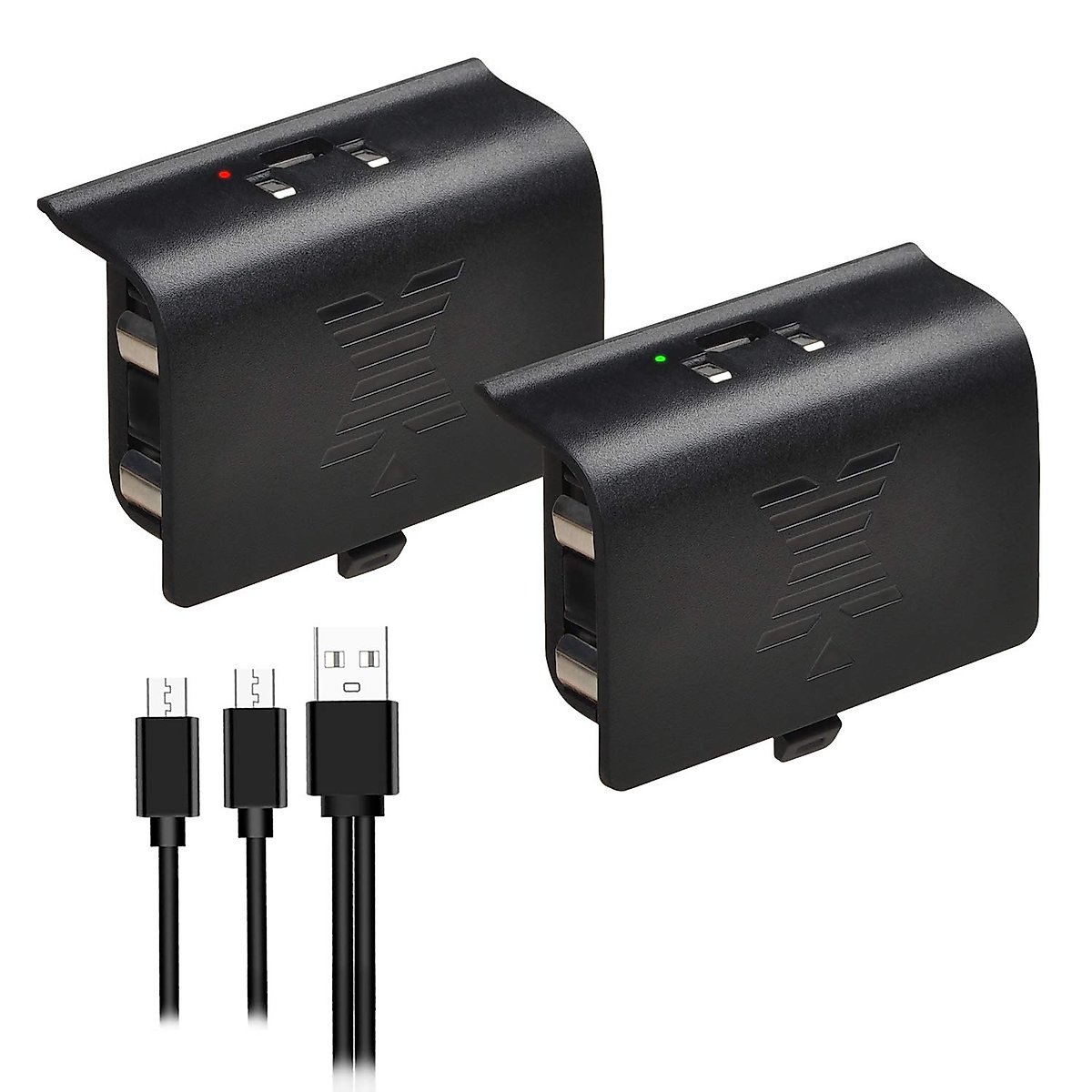 Batmax 2X Micro USB-Output 1100mAh Battery Packs for Xbox One Xbox One S Xbox One X Xbox One Elite Wireless Controllers Rechargeable Ni-MH Not fits for Xbox Series X/S 2020 + 2-in-1 USB Cable (Black)