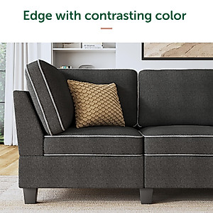 HONBAY Convertible Sectional Sofa, L Shape Couch with Chaise, Reversible Sectional Couch for Living Room, Dark Grey