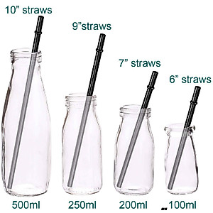 DAKOUFISH 6 Inch 7 Inch 8 Inch 9 Inch 10 Inch 11 Inch Black Reusable Plastic Drinking Straws for 6oz-40oz Jars/Tumblers,Dishwasher safe,12Pcs With One Cleaning Brush (Black straws,Mix size)