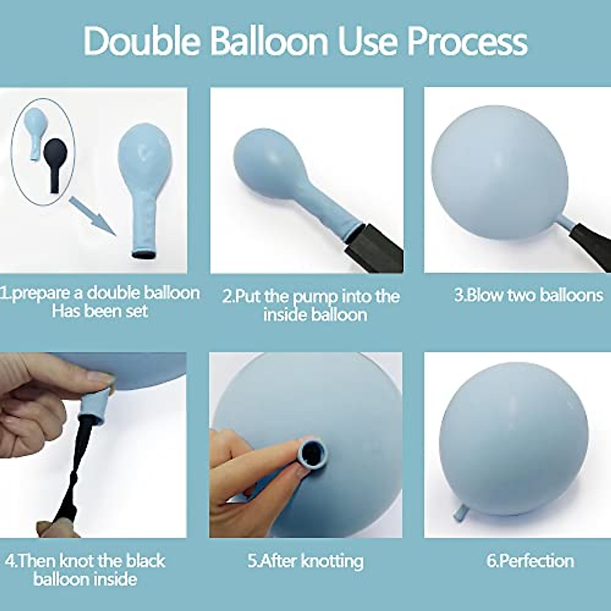 Dusty Blue Balloon Garland Blue White Balloon Arch Double Stuffed Latex Balloons Slate Blue Balloon Garland Kit For Baby Shower Birthday Wedding Anniversary Party Decorations