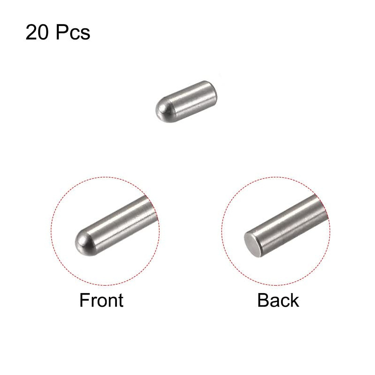 Tool parts 2.2x5mm Dowel Pins - 20pcs Round Head Flat Chamfered End Dowel Pin