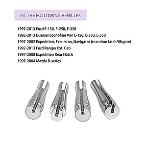 8 ENDS Door Latch Cable Repair Kit Compatible with Ford F-150, F-250, F-350, E-series, Ranger, Expedition, Excursion, Navigator (Four Cables - 6 Standard 2 Locking Cam) Aluminum