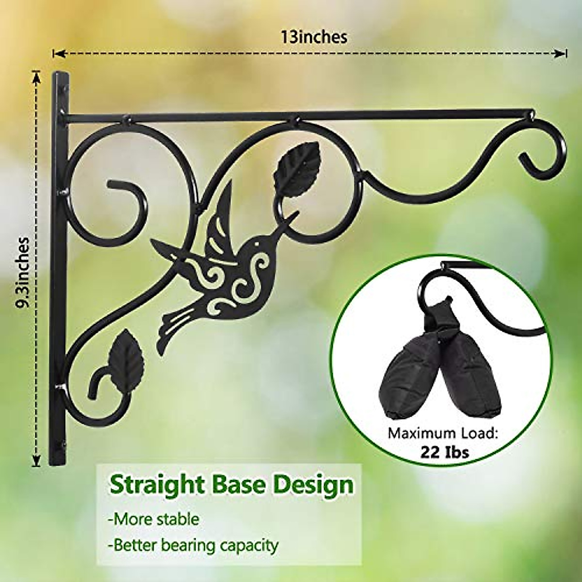 Vumdua Hanging Plants Bracket, 2 Pack 12 inch Wall Planter Hook with Iron Screws Included, Decorative Plant Hanger for Bird Feeders, Wind Chimes Indoor, Flower Pot, Lantern, Outdoor Indoor Patio Decor