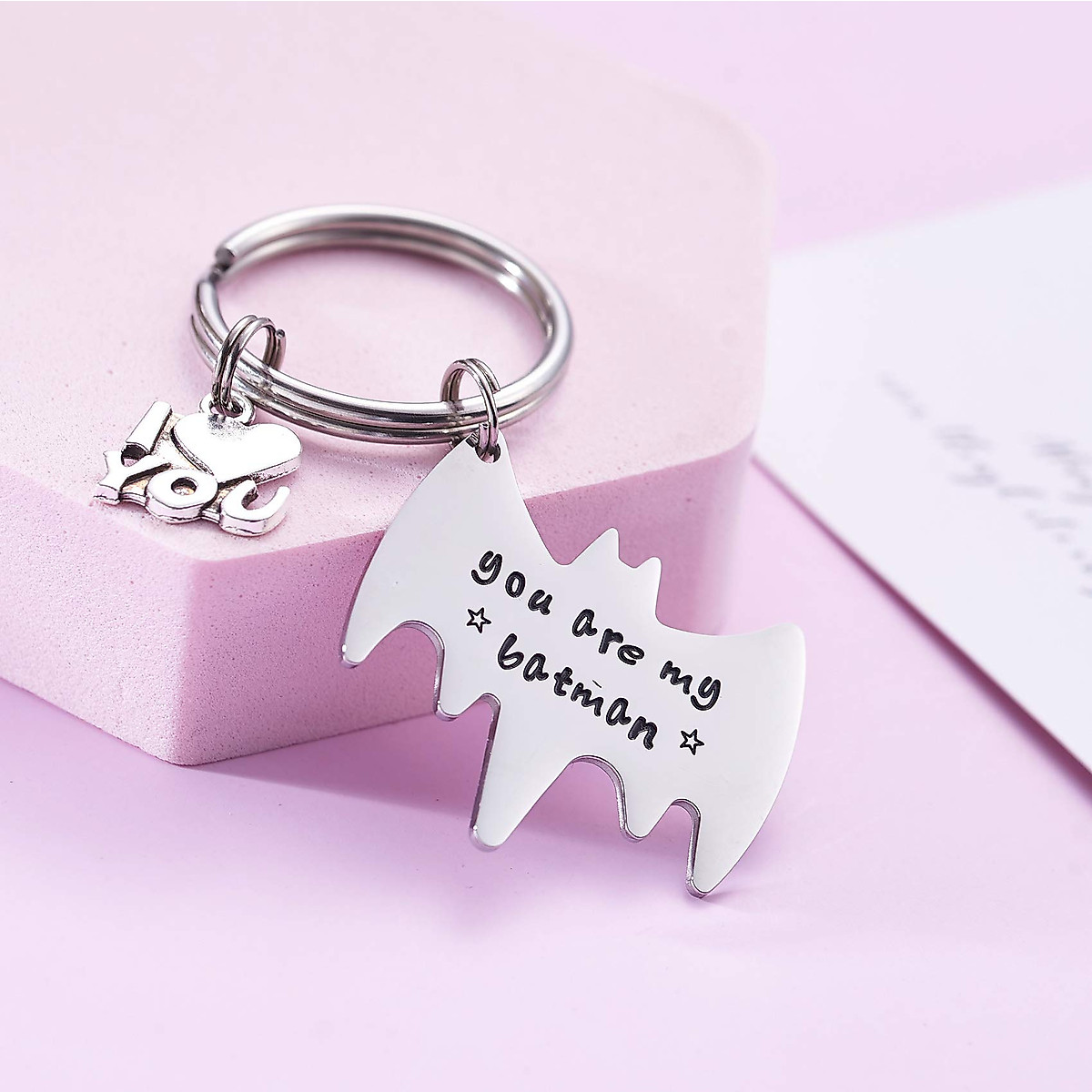 Melix Home Boyfriend Gifts Cute Keychain You Are My Batman Superhero Gift for Husband (You Are My Batman)