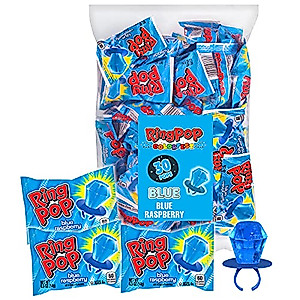 Ring Pop Colorfest Individually Wrapped Blue Raspberry Party Pack – 30 Count Blue Raspberry Flavored Candy - Blue Easter Candy - Fun Easter Candy For Easter Decorations, Baskets & Egg Hunts
