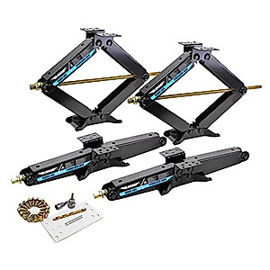 LIBRA Heavy Duty 9000lbs 24" RV Trailer Stabilizer Leveling Scissor Jacks w/Dual Power Drill Sockets & Full Installation Kit,Set 4