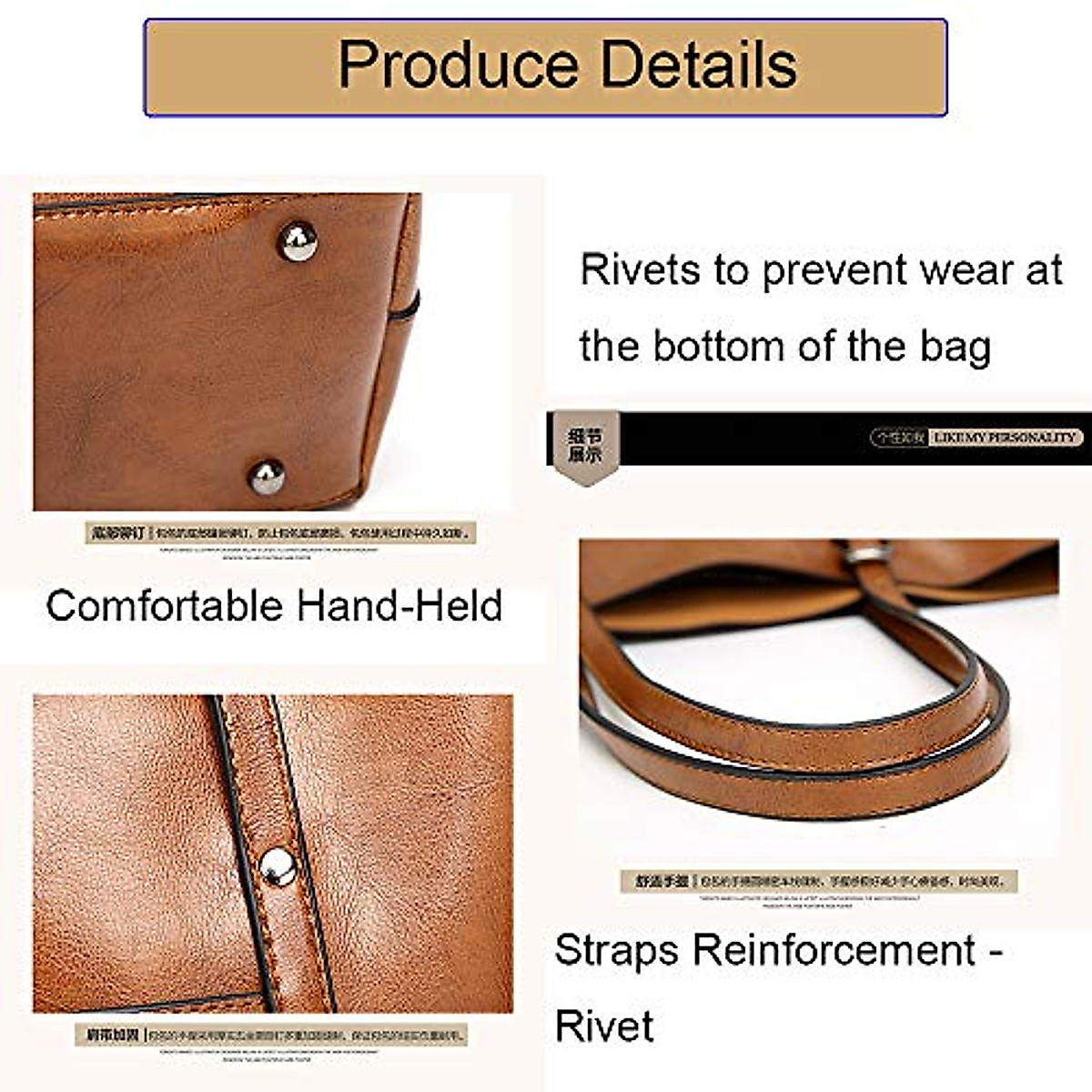 Women’s Tote Organizer Top Handle Satchel Handbags Shoulder Bag Tote Purse Crossbody Bag (Brown)