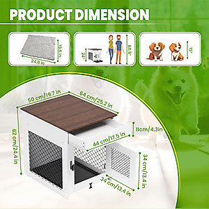 DYTREND Dog Kennel Furniture Wooden Furniture-Style Dog Crate End Table with Drawer | Dog cage for Small Dogs Indoor | White Dog Cage | Chew-Resistant Design