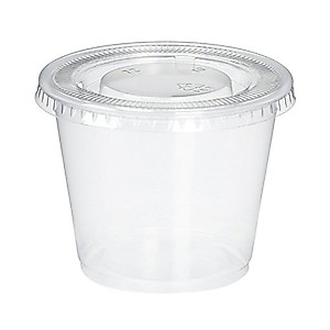 Comfy Package [Case of 10/100 Count] 5.5 oz. Plastic Disposable Portion Cups with Lids Soufflé Cups