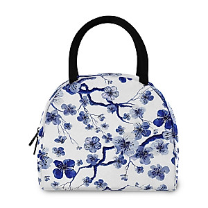 AUUXVA Lunch Bag Cherry Blossom Lunch Box Ice Cooler Insulated Portable Zipper Tote Handbag for Men Women Boys Girls