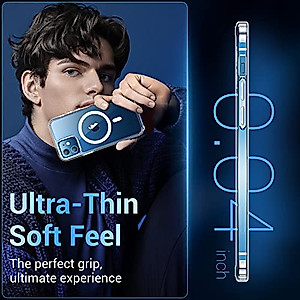 Temdan for iPhone 12 Case for iPhone 12 Pro Case,[Compatible with Magsafe][2 Pcs Glass Screen Protector] [Not Yellowing] Slim Thin Shockproof Phone Case 6.1"-Clear