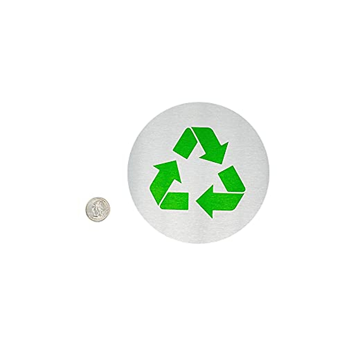 Metal Recycle Signs | 5.5" Round, Recycle Bin Marker | Metal Sign for Recycling Basket | Brushed Silver Aluminum with Green Recycle Symbol - Made in The USA