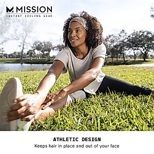 Mission Cooling Tapered Headband, Black - Lightweight & Breathable - Cools Up to 2 Hours - UPF 50 Sun Protection - Machine Washable