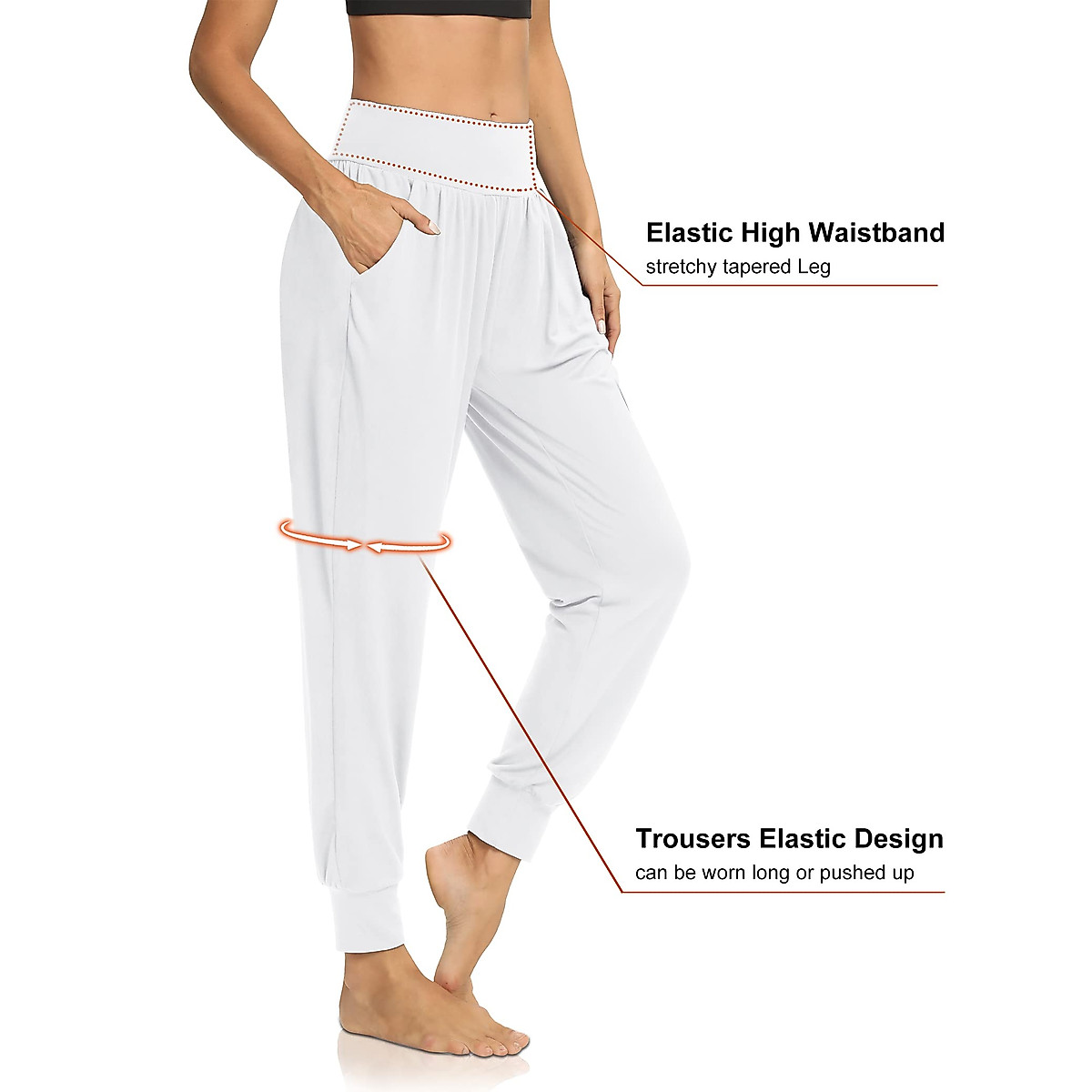 DIBAOLONG Womens Yoga Joggers Loose Workout Sweat Pants Comfy Lounge Pants with Pockets White L