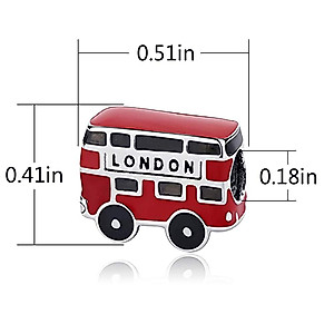 ARTCHARM London Double Decker Bus Charm 925 Sterling Silver with Red Enamel, Travel/DIY Charms-Peaceful Theme, Memorable Gifts for Volunteer (London Bus)