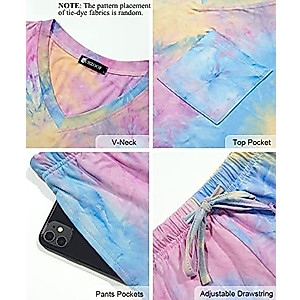 RUBZOOF Pajama Sets for Women Tie-dye Casual Soft Short Sleeve Summer Lounge Sets Sleepwear Tie-dye-B M